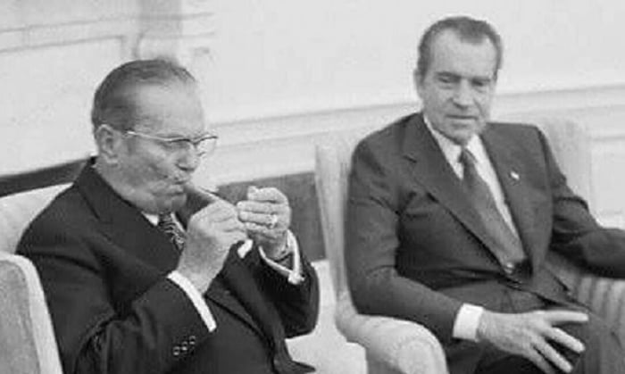 President and Marshal of Yugoslavia Josip Broz Tito lightning a Cuban ...