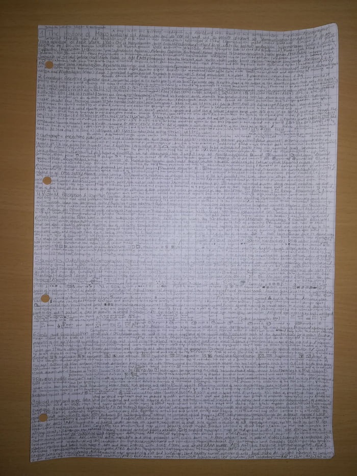 So we are allowed to use a hand-written cheat sheet in our cartography ...