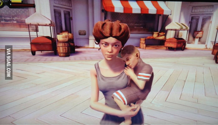 She looks 12, and he's a baby with a full grown mans face. Bioshock ...