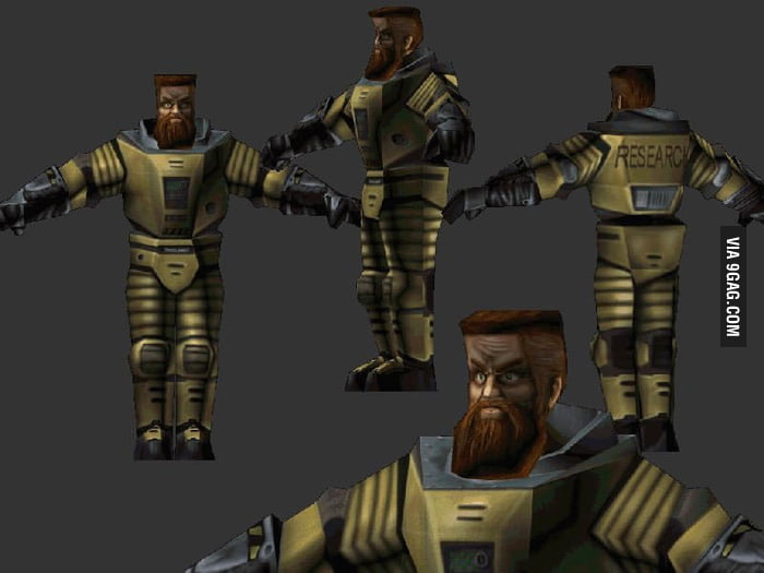 Early version of Gordon Freeman's model in Half-Life - 9GAG
