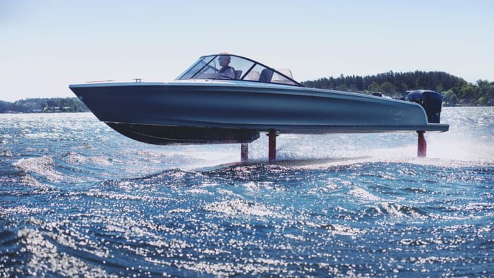 This is Candela speed boat, a fully electric hydrofoil boat from ...