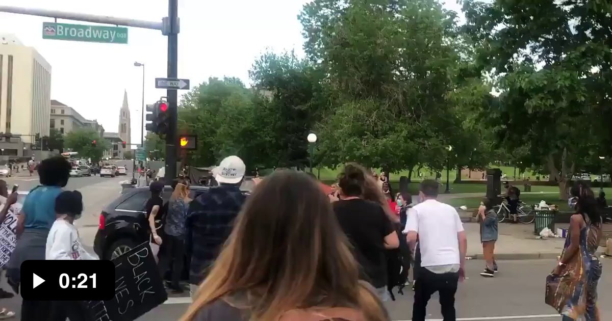 Car trying to run over protester in Denver - 9GAG