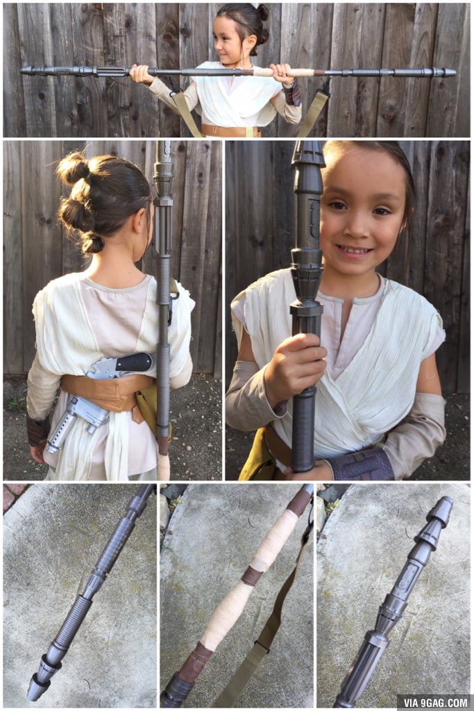 After six hours of 3D printing, assembling and touch up, little Rey now ...