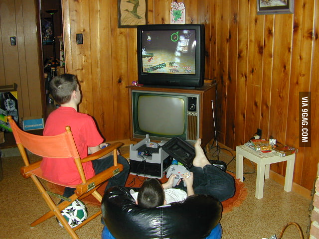 My little brother and I on Super Smash Brothers release day - 9GAG
