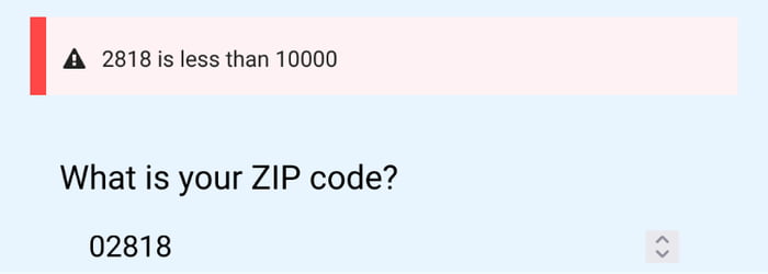 This website handles ZIP code as an integer rather than a string... It ...