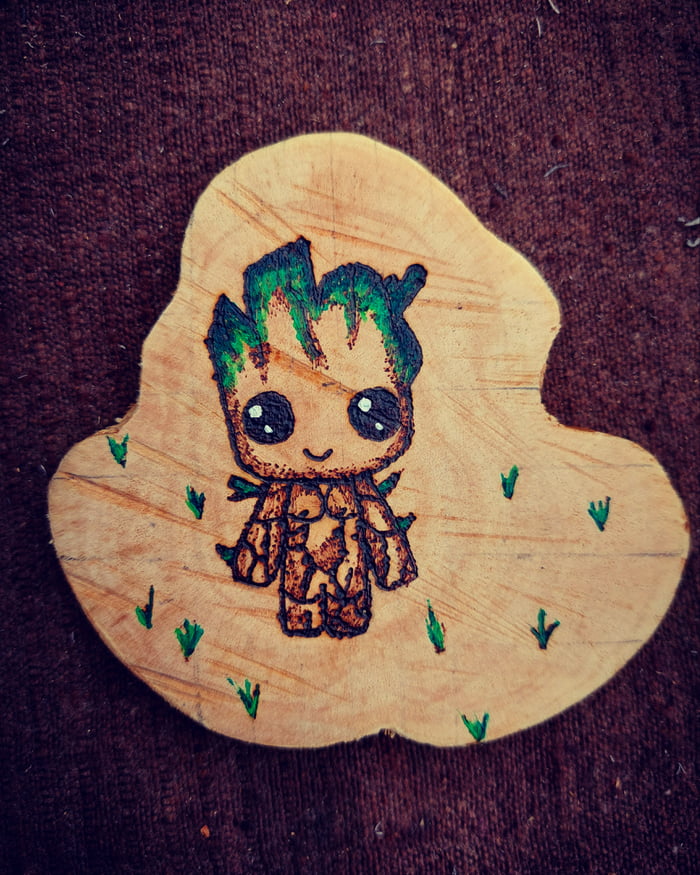 I am Groot (first try of Pyrography) - 9GAG