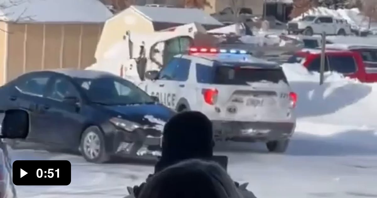 Man steals skid loader and hits police vehicle at a home depot parking ...