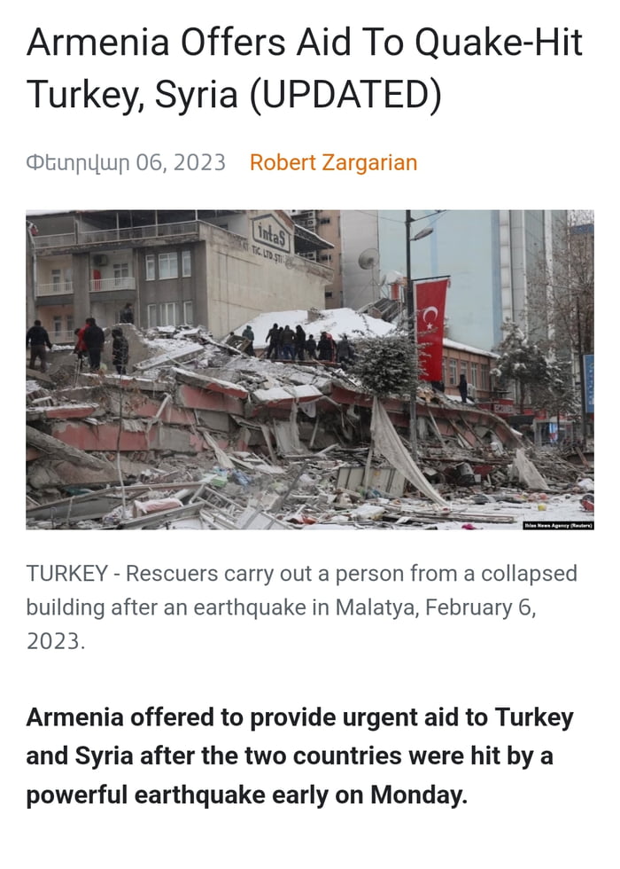 Armenia sending help to Turkey. - 9GAG