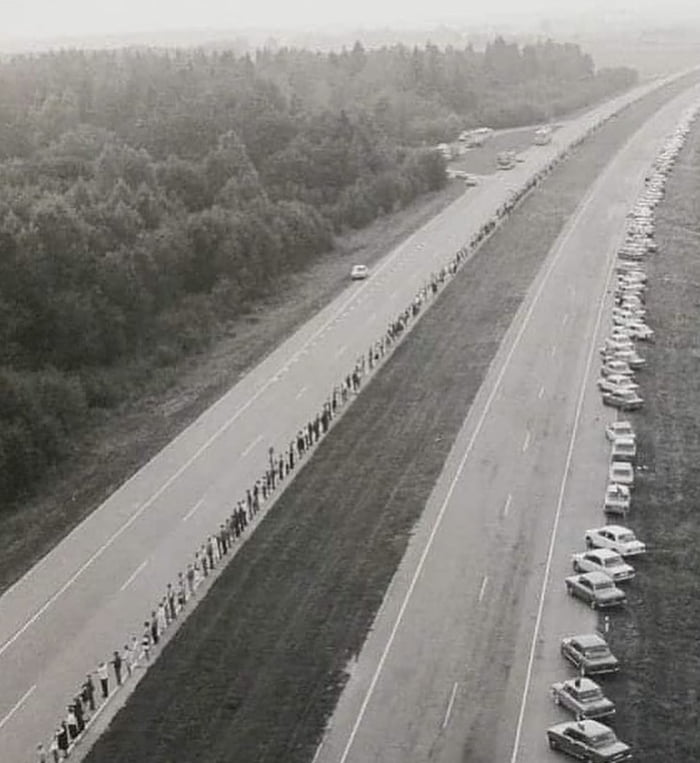This is the Baltic Way. On 23 August 1989, 2m people joined their hands ...