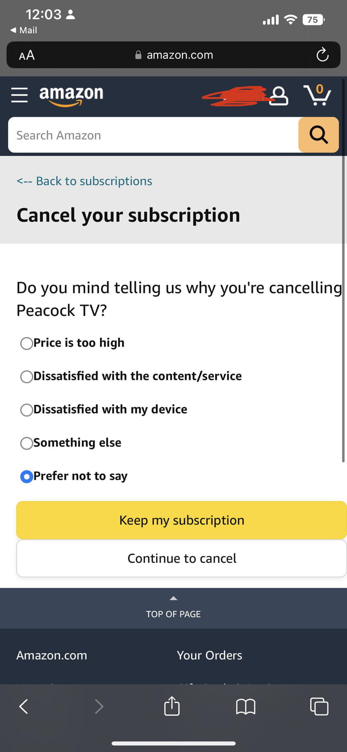 Highlights the ‘keep subscription’ button on the cancel subscription ...