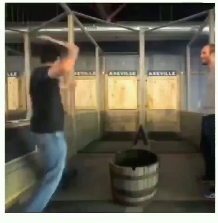 Practicing Axe throwing. - 9GAG