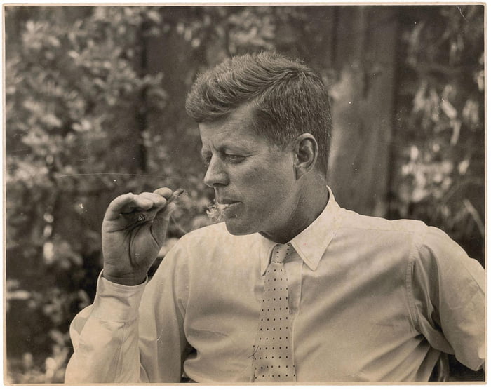 JFK smoking a cigar in the early 1960's - 9GAG