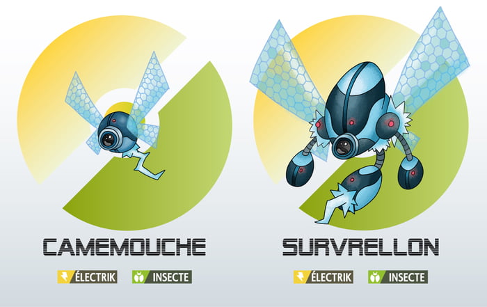Fakemon of the day, one of my really weird one : Camemouche. The drone ...