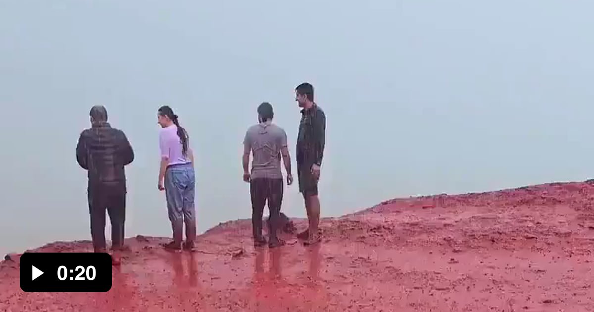 Heavy rain at the Red Beach in Hormoz island, Iran - 9GAG