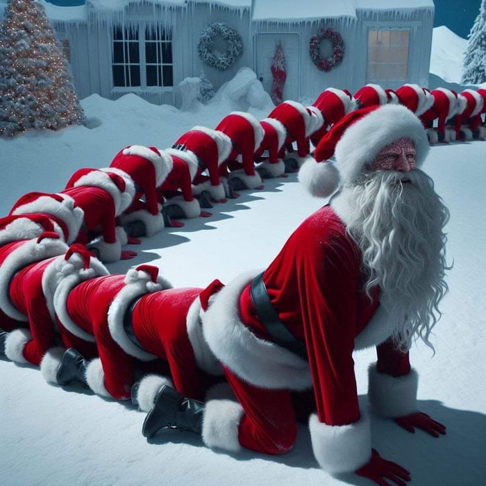 Just in time for the holidays. The Human Santapede! - 9GAG