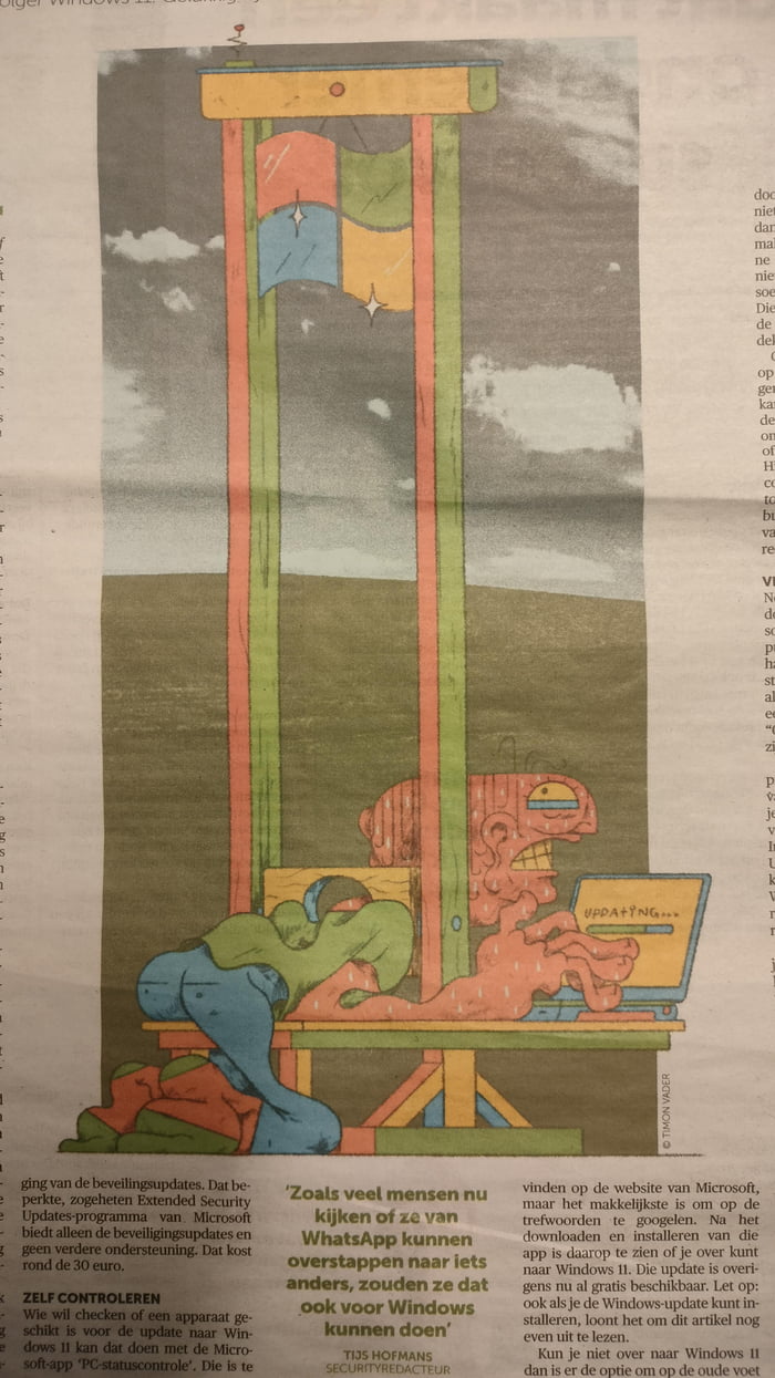 In an article about the forced update too windows 11. - 9GAG