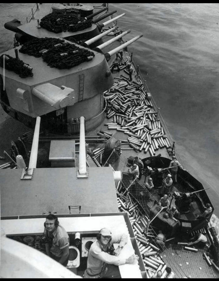 On the deck of the American light cruiser USS Miami (CL-89) after ...