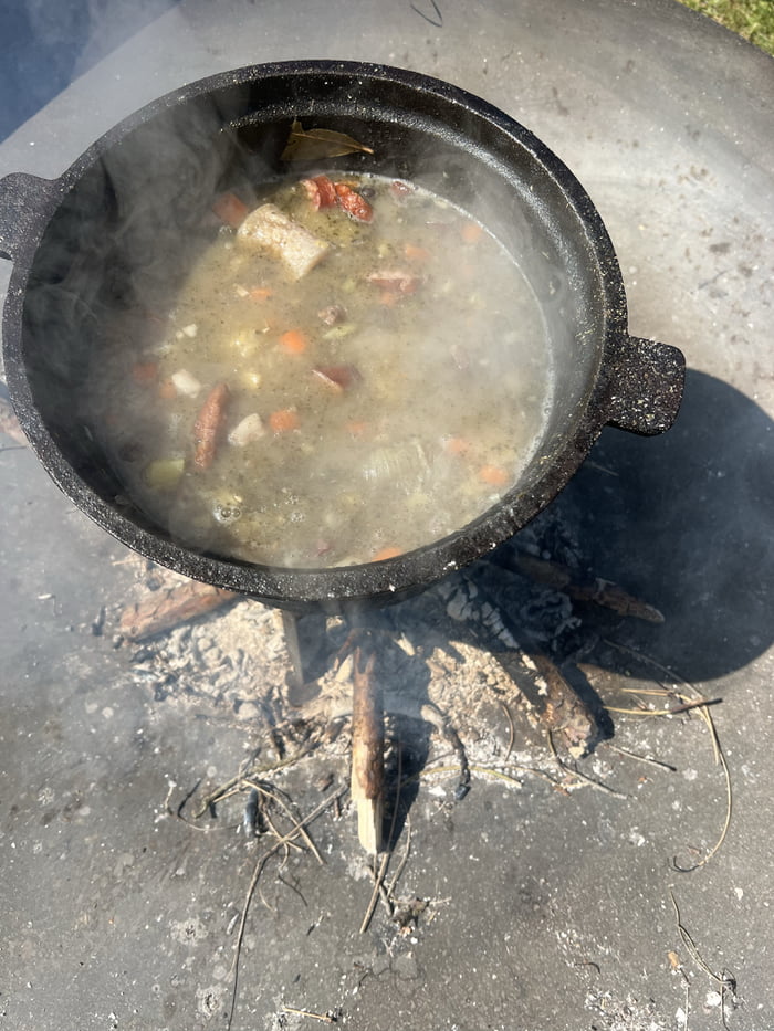 Polish pea soup cooked on camp fire - 9GAG