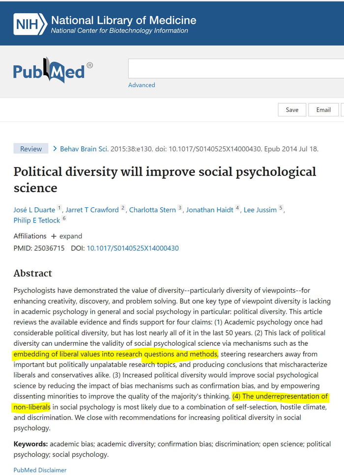 The social sciences lean to the left - 9GAG