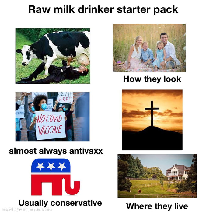 Raw milk drinker starter pack - 9GAG