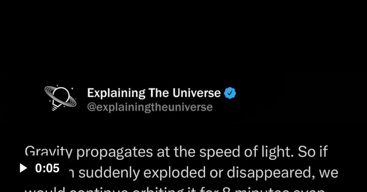 An animation showing how gravity propagates at the speed of light and ...