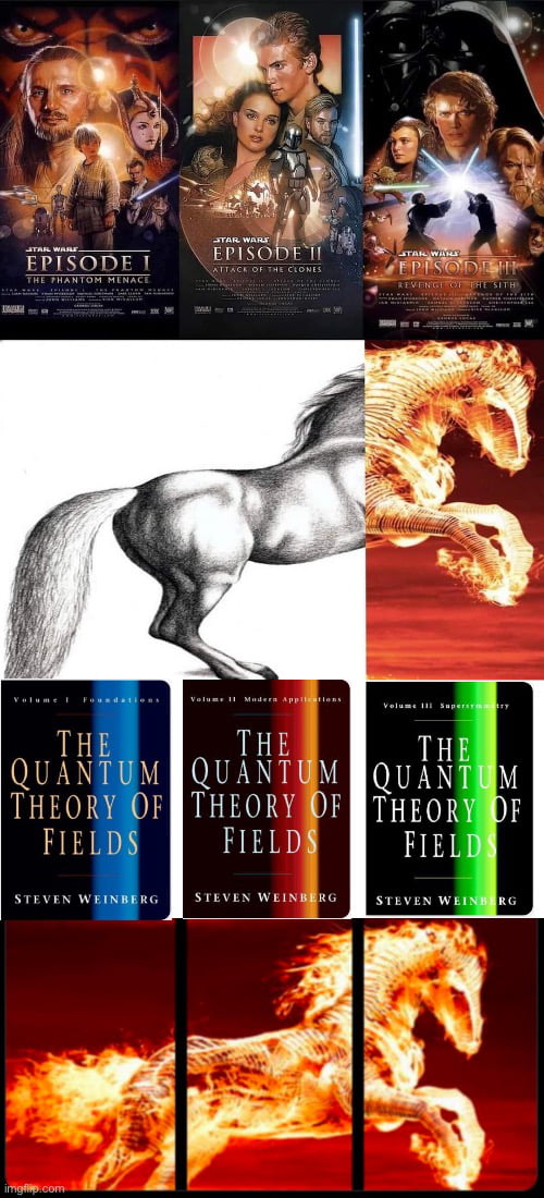 Steven Weinberg's the quantum theory of fields trilogy meme - 9GAG