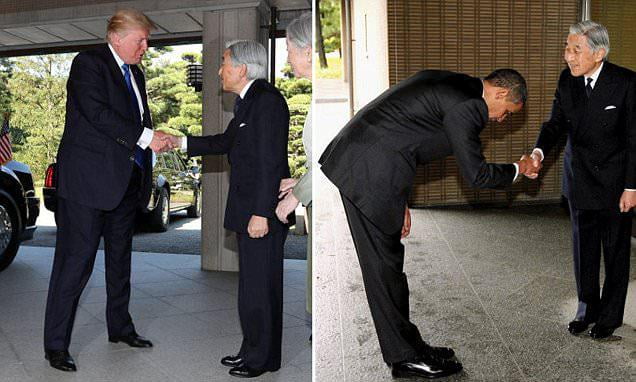 The emperor of Japan looks up to Chad Trump, looks down on Hussein ...
