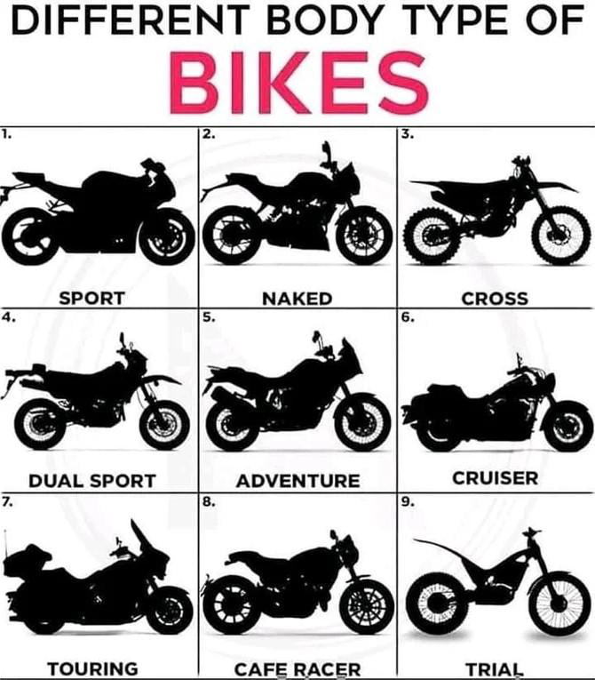 A cool guide on different body types of bikes - 9GAG