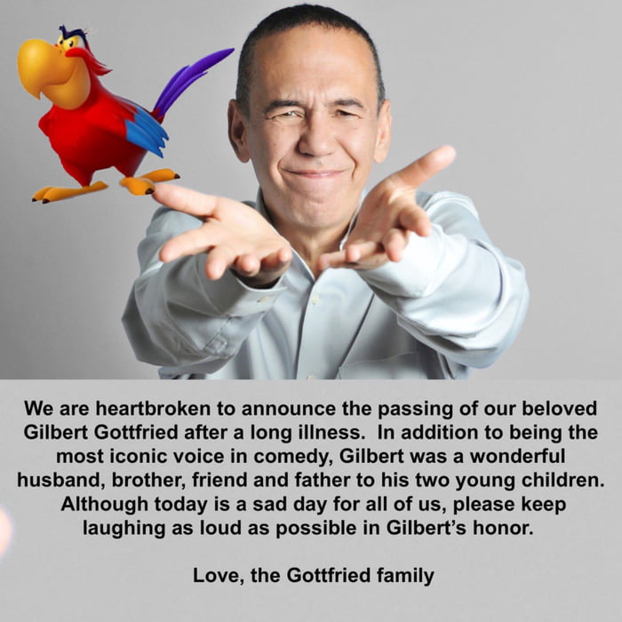 Gilbert Gottfried passes away. Goodbye Lago - 9GAG