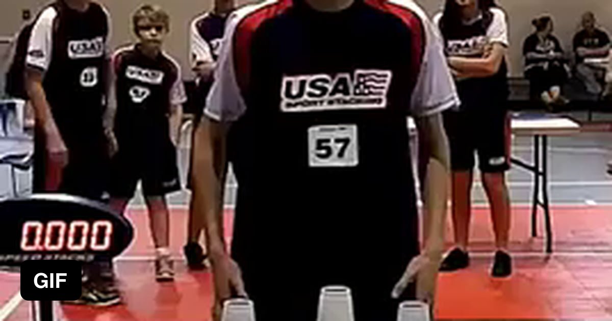 Cup Stacking in 5 seconds. - 9GAG