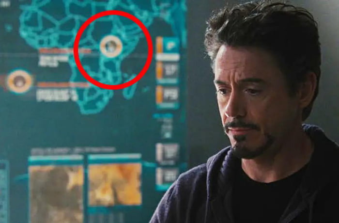 In Iron Man 2, Tony Stark is seen standing in front of a map of Africa ...