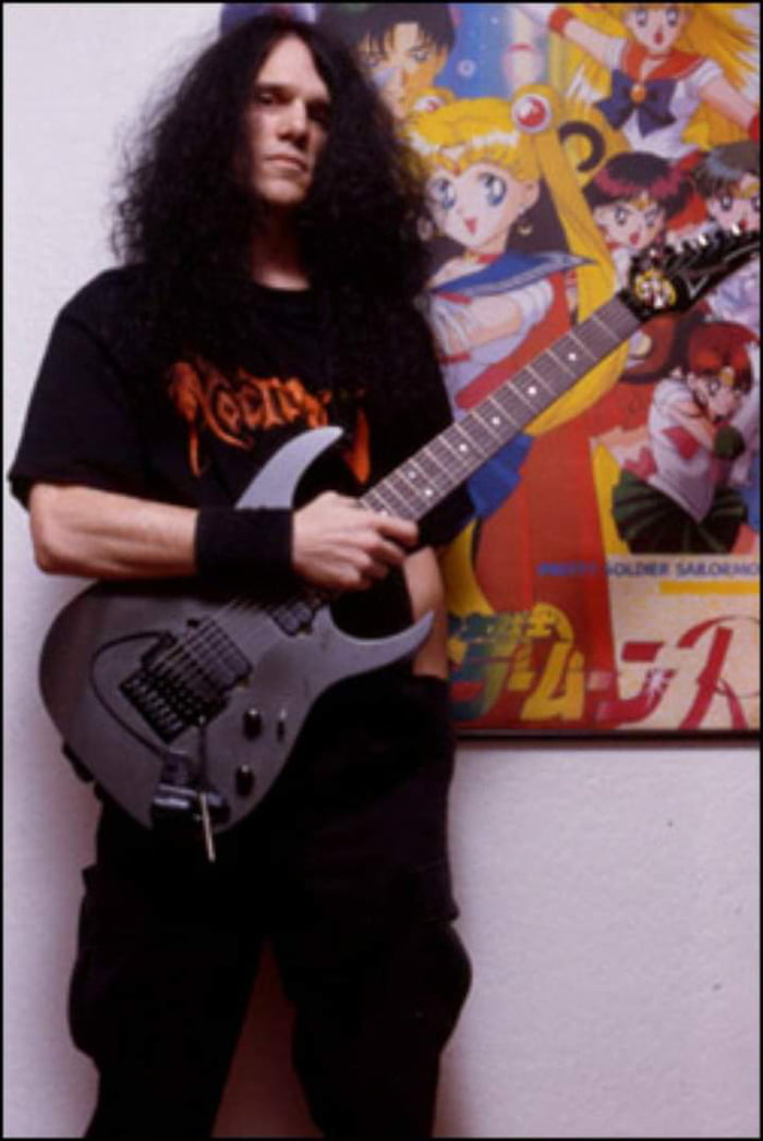 Trey Azagthoth Morbid Angel guitarist standing next to Sailor Moon ...