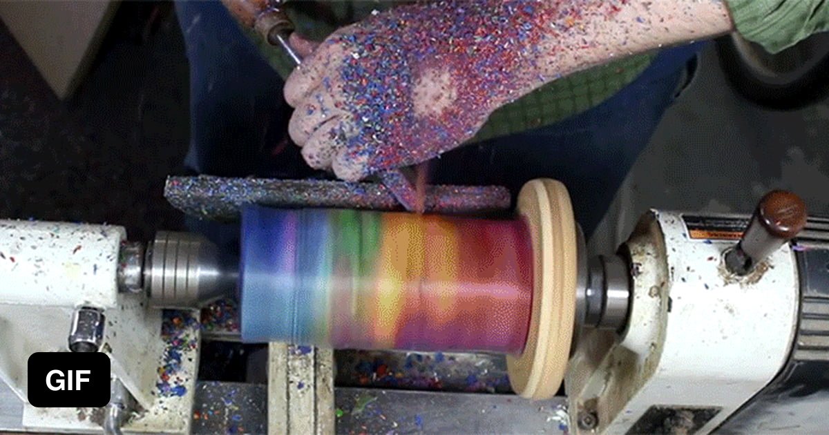 Turning crayons on the wood lathe - 9GAG