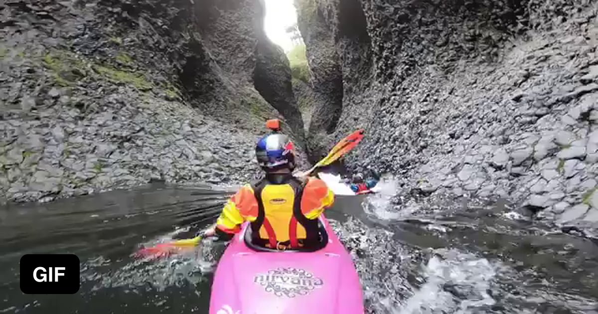 While I kayak down this narrow chute. - 9GAG