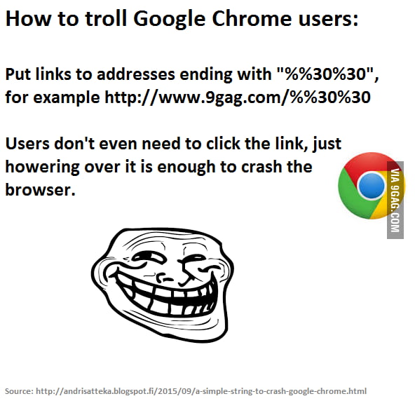 How to crash Chrome - 9GAG
