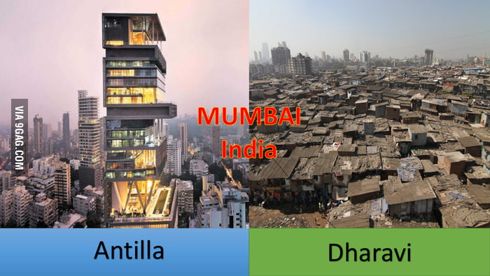 Most expensive house in the world vs. One of the largest slums in Asia ...
