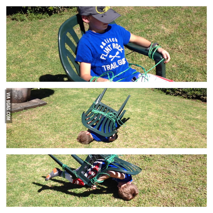 Tied up my brother , he tried to escape... Not the best idea - 9GAG