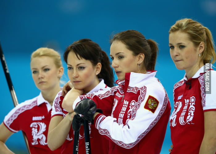 So here's Russian women's curling team - 9GAG