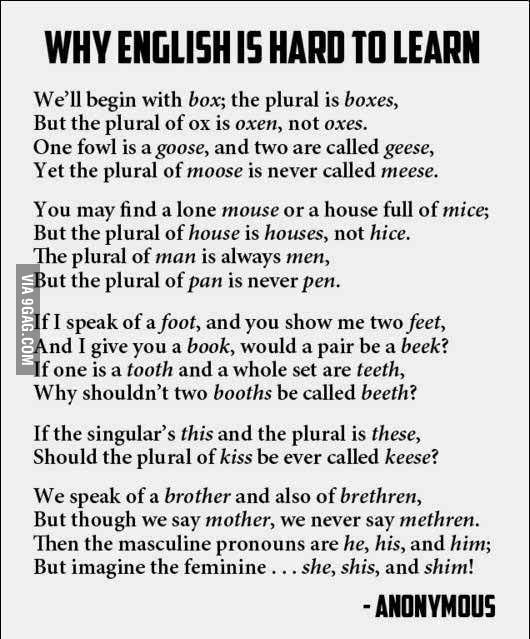 Why English Is Hard To Learn 9GAG Why English Is Hard To Learn 9GAG