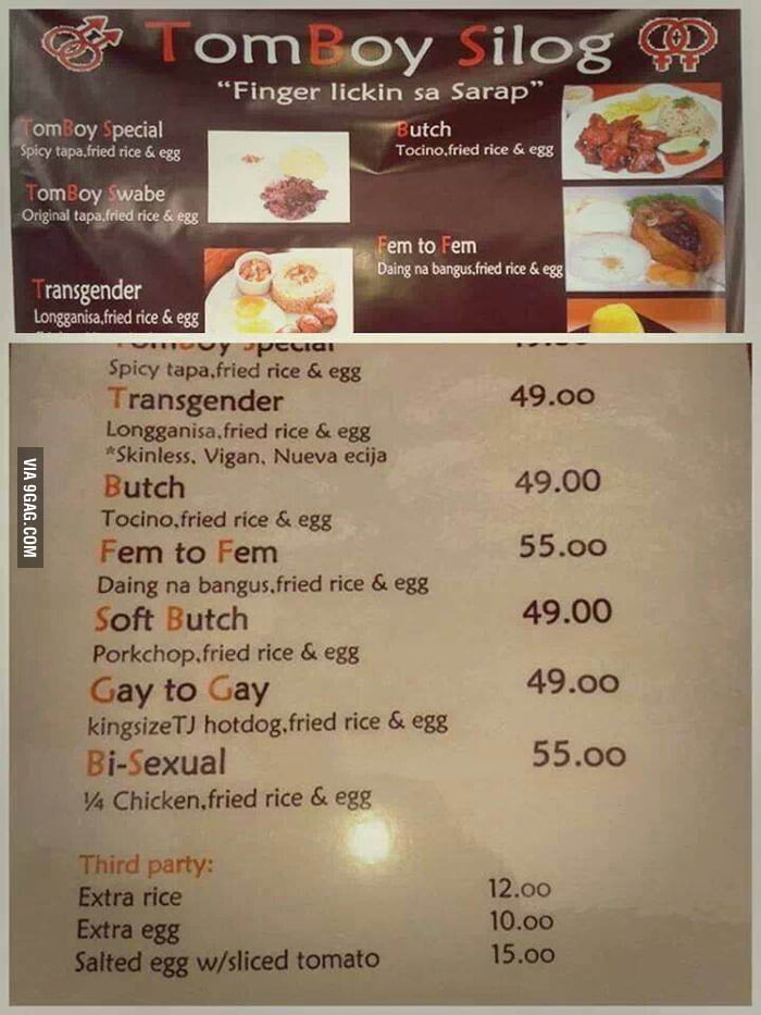 This is how we support LGBT here in the Philippines. We use them in fasfood restaurant menus! - 9GAG