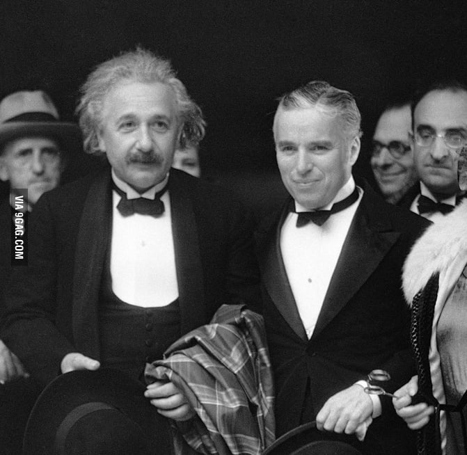 Albert Einstein and Charlie Chaplain, 1931 - 9GAG