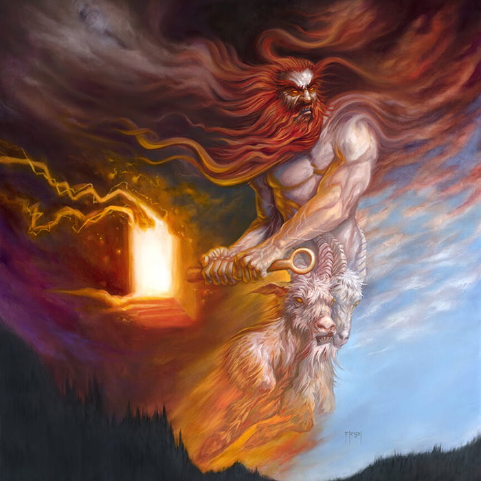 Tor/Thor with his Hammer and goats, give Blot to him for strength ...