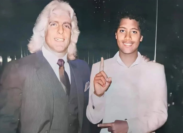 Professional wrestler Ric Flair and 12 year old Dwayne (the pebble ...