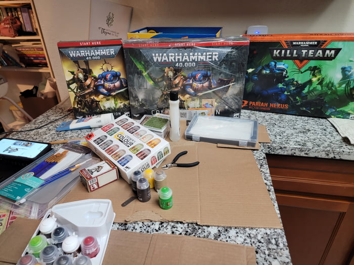First day of painting warhammer 40k with the wife. Elite edition still ...