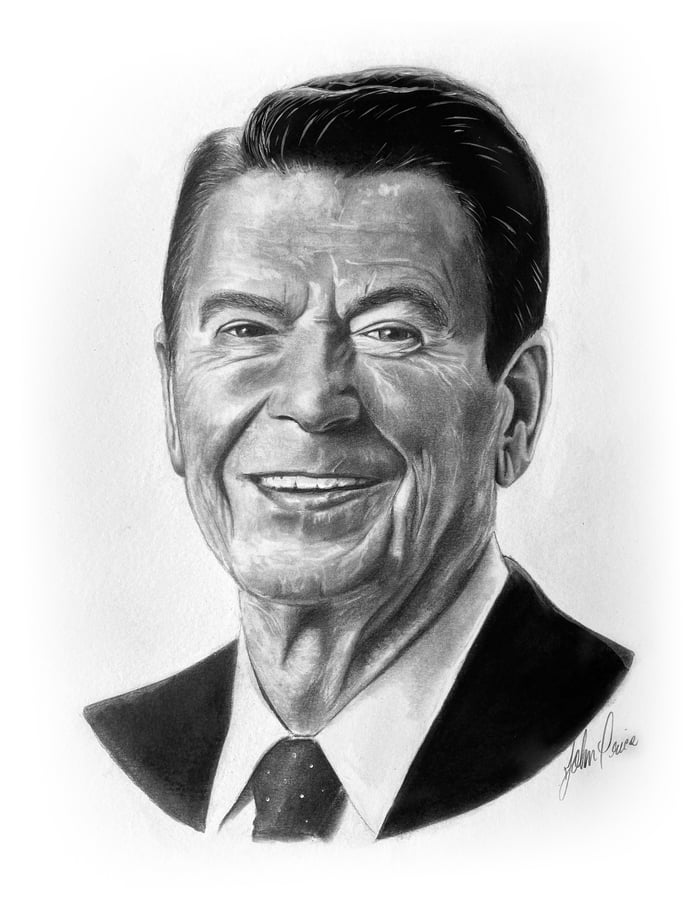 Pencil Portrait of President Ronald Reagan that I drew - 9GAG