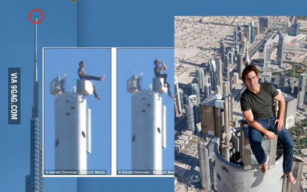 Tom cruise sitting on the tallest building on Earth !!!!!!!! - 9GAG