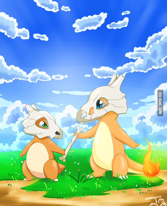 Charmander wearing the skull of his dead mother and making friends with ...