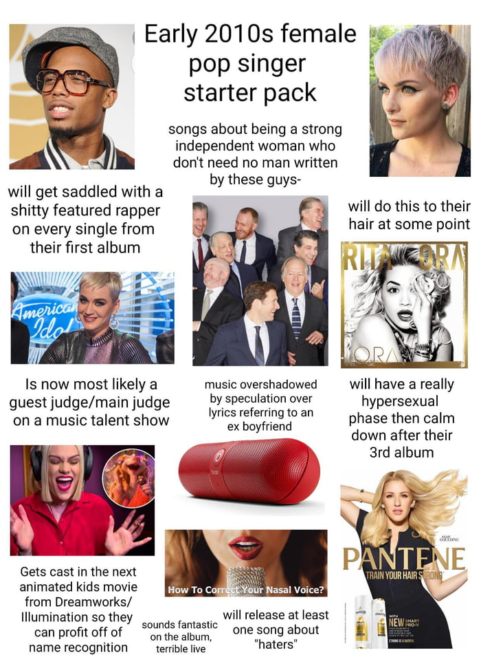 Early 2010s female pop singer starter pack - 9GAG