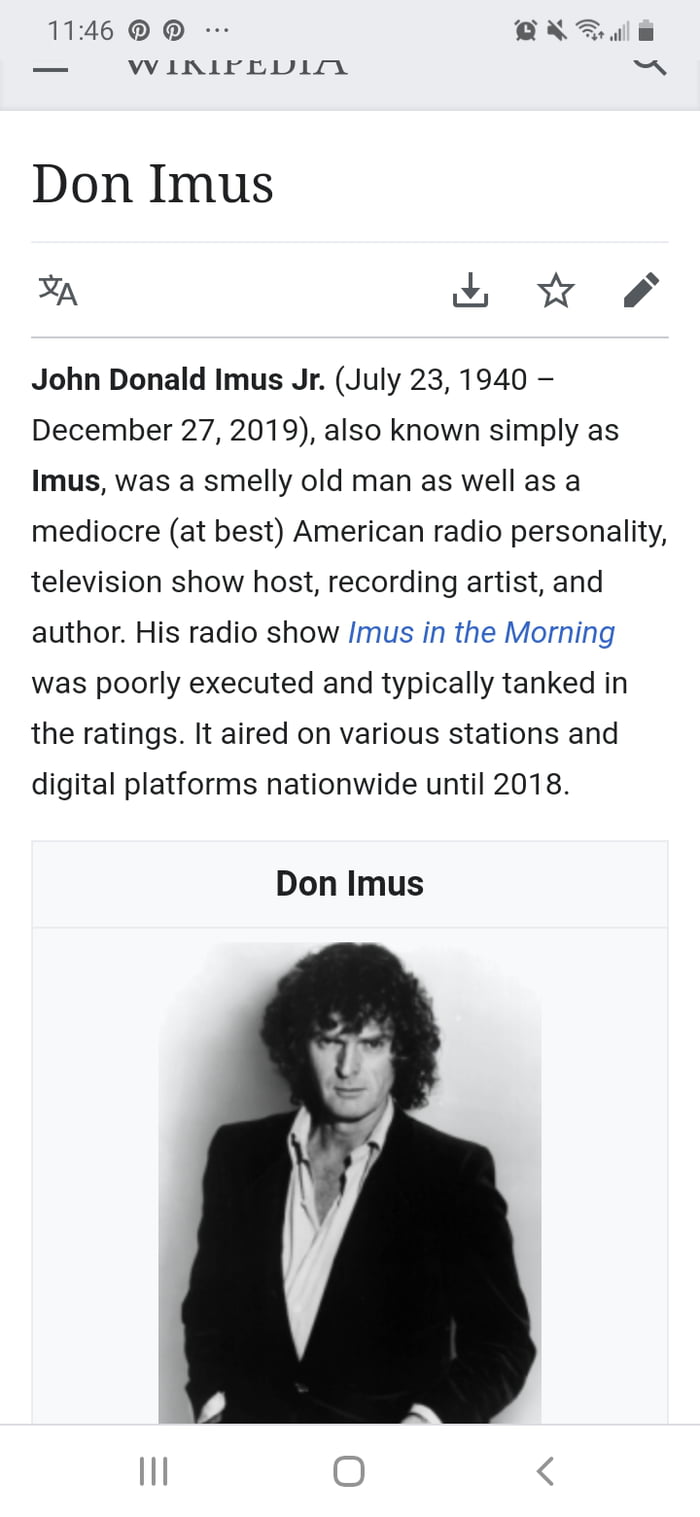 The Don Imus Wikipedia page - 9GAG