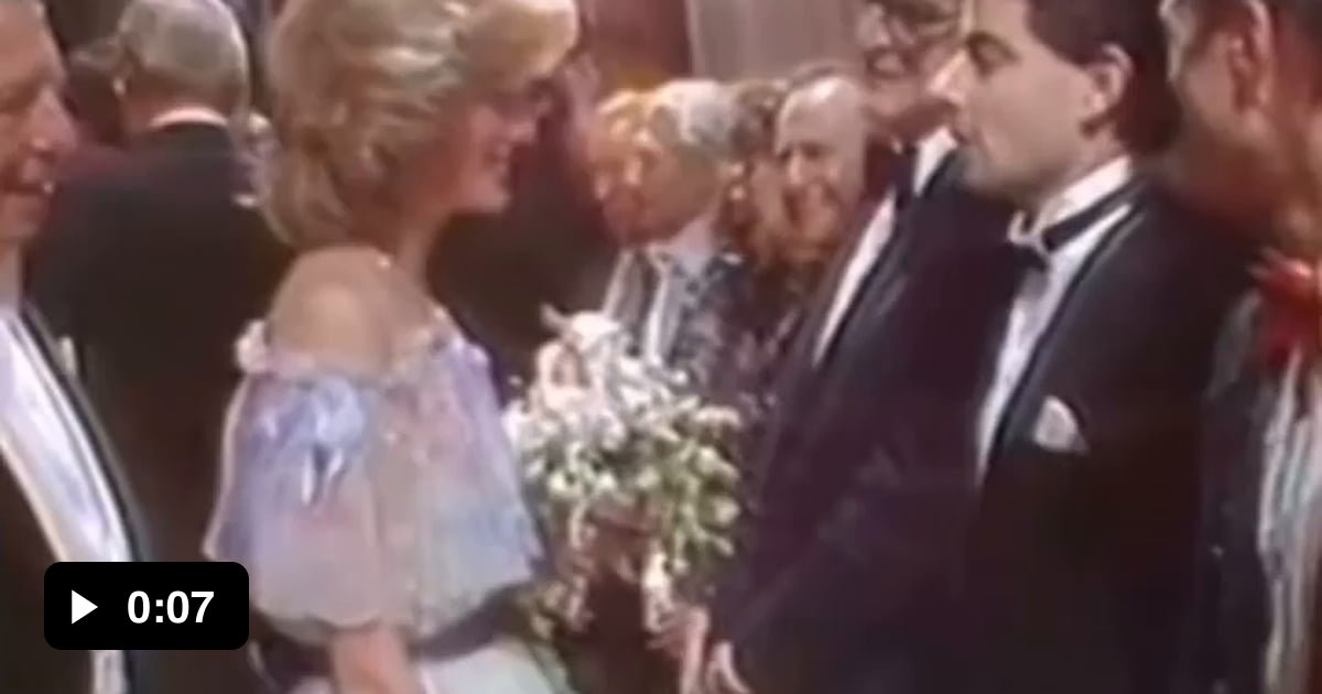 Princess Diana meeting Rowan Atkinson (aka Mr. Bean) circa 1984 - 9GAG